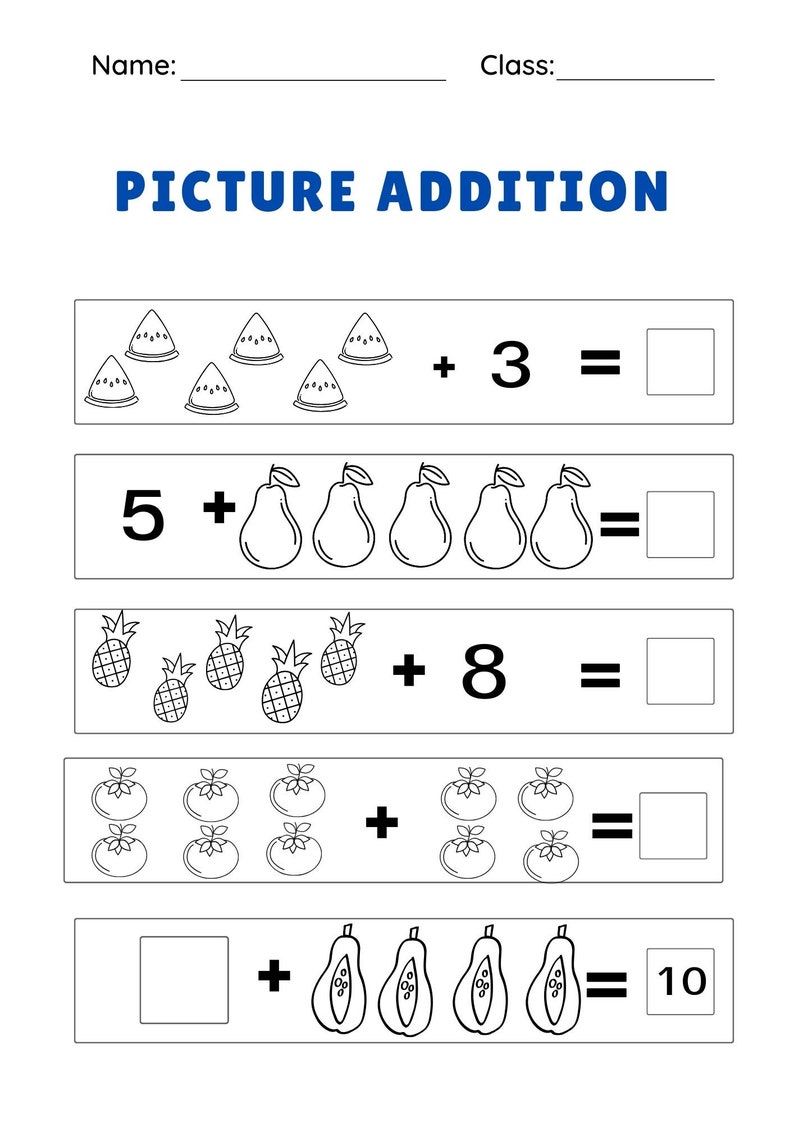 20 Printable Kindergarten Addition Worksheets, Picture Addition and ...