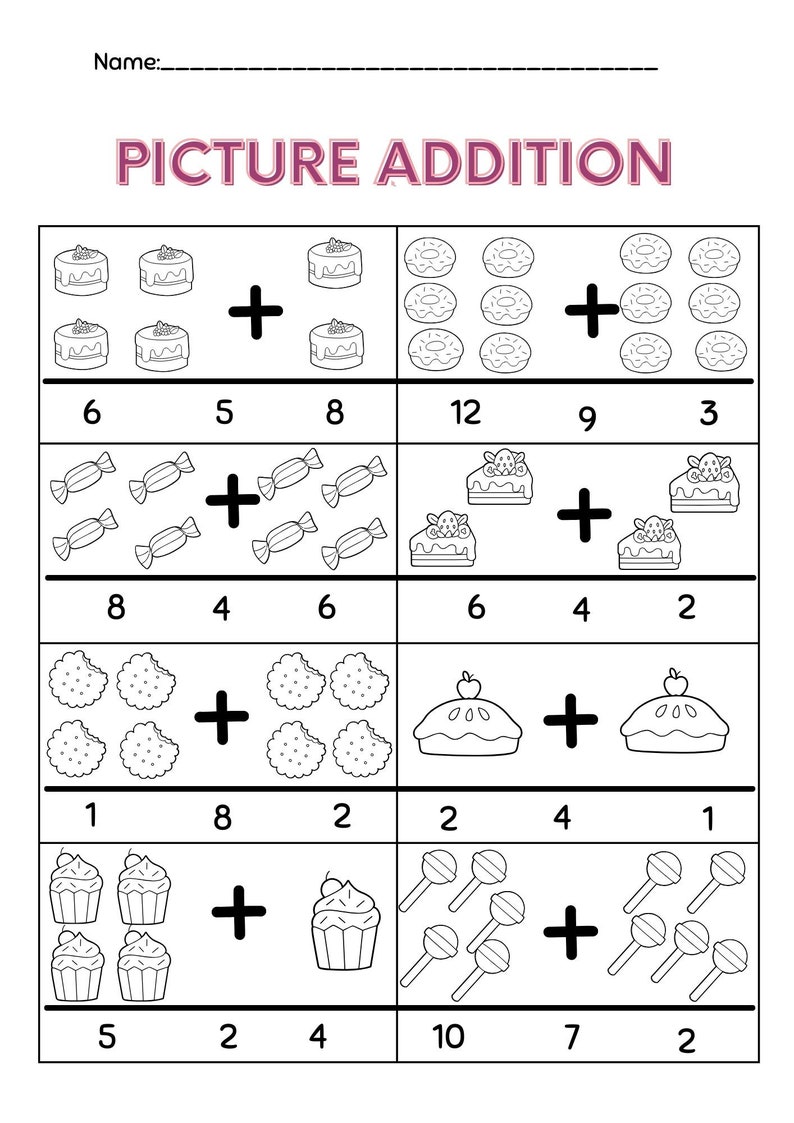 Kindergarten Addition & Subtraction Worksheets: Picture Math (40 ...