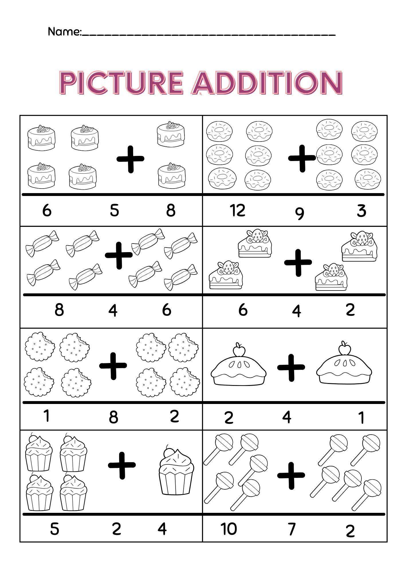 Kindergarten Addition & Subtraction Worksheets: Picture Math (40 ...
