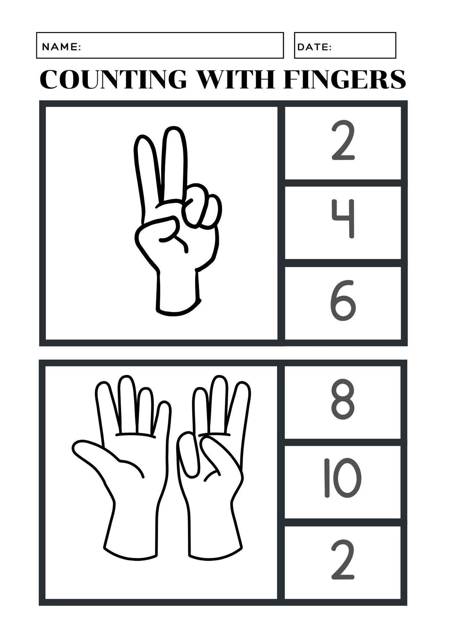 Counting Fingers Number Cards 1-10/ Fingers Addition and Subtraction ...