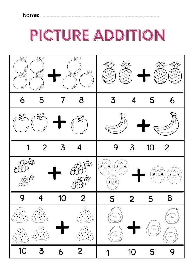 20 Printable Kindergarten Addition Worksheets, Picture Addition and ...
