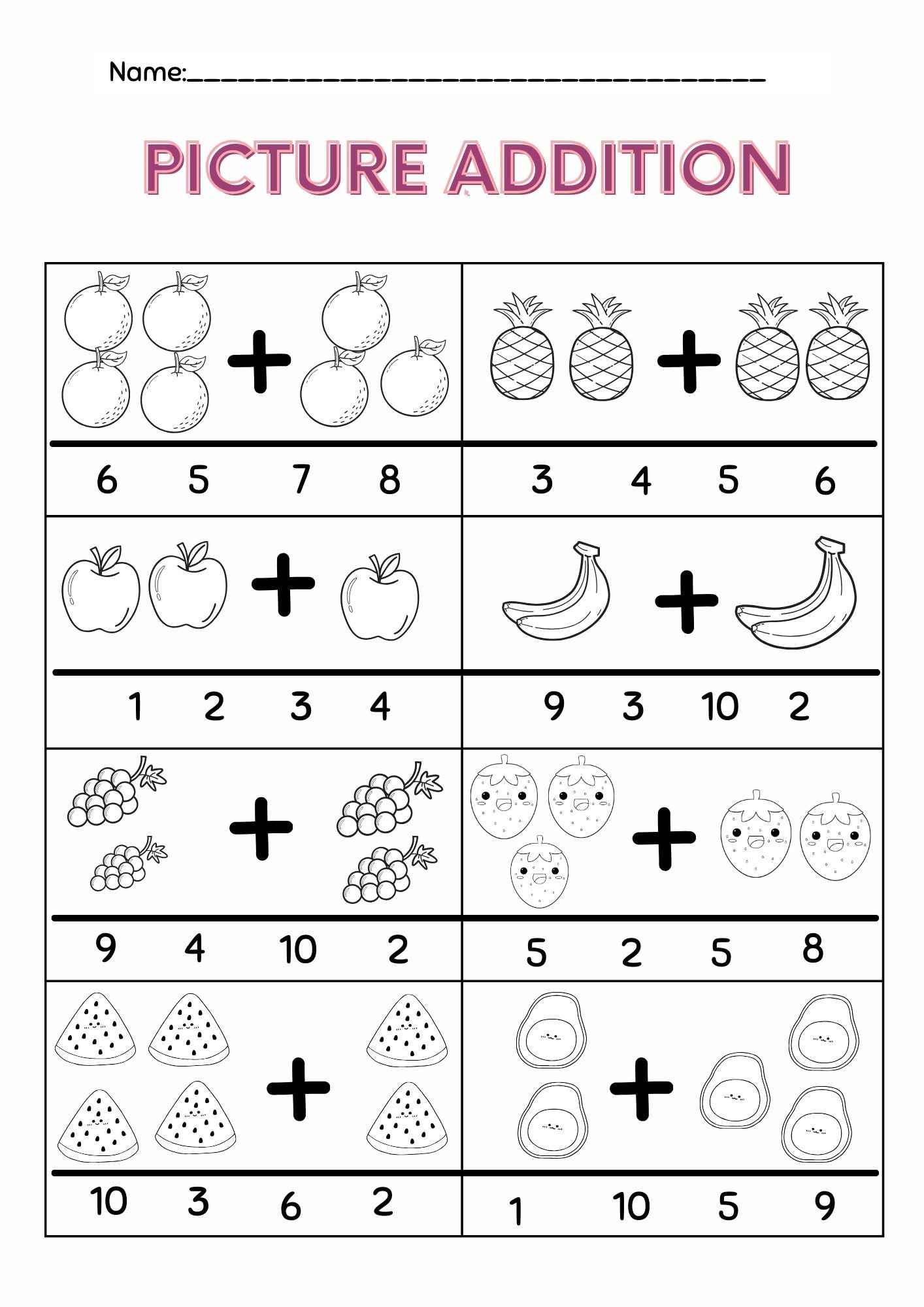 20 Printable Kindergarten Addition Worksheets, Picture Addition and ...