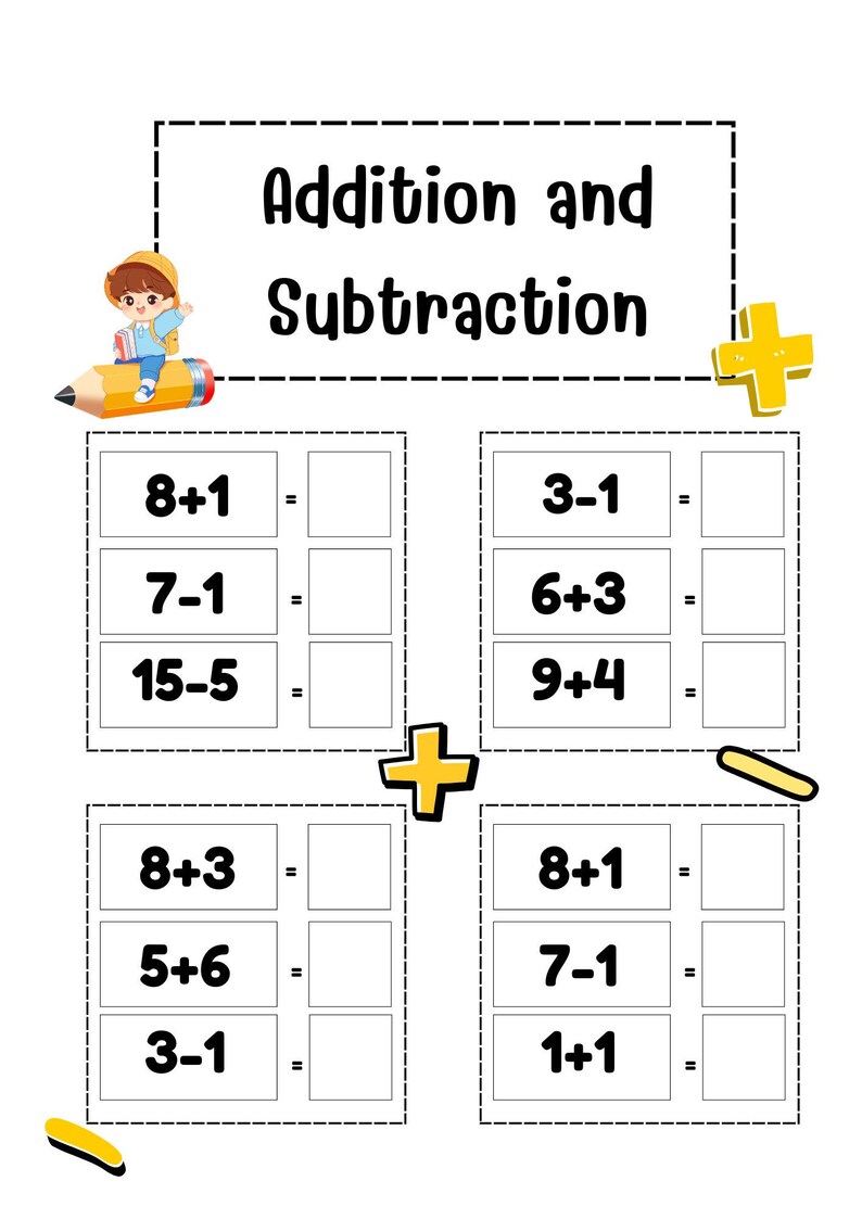Addition and Subtraction Worksheets Within 20 | 1st Grade Math Facts - Etsy