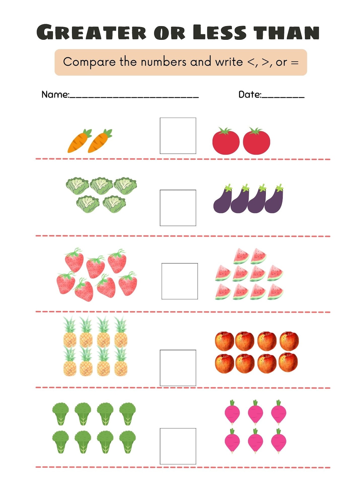 10 Printable Greater Than Less Than Equal to Worksheets. Preschool-3rd ...