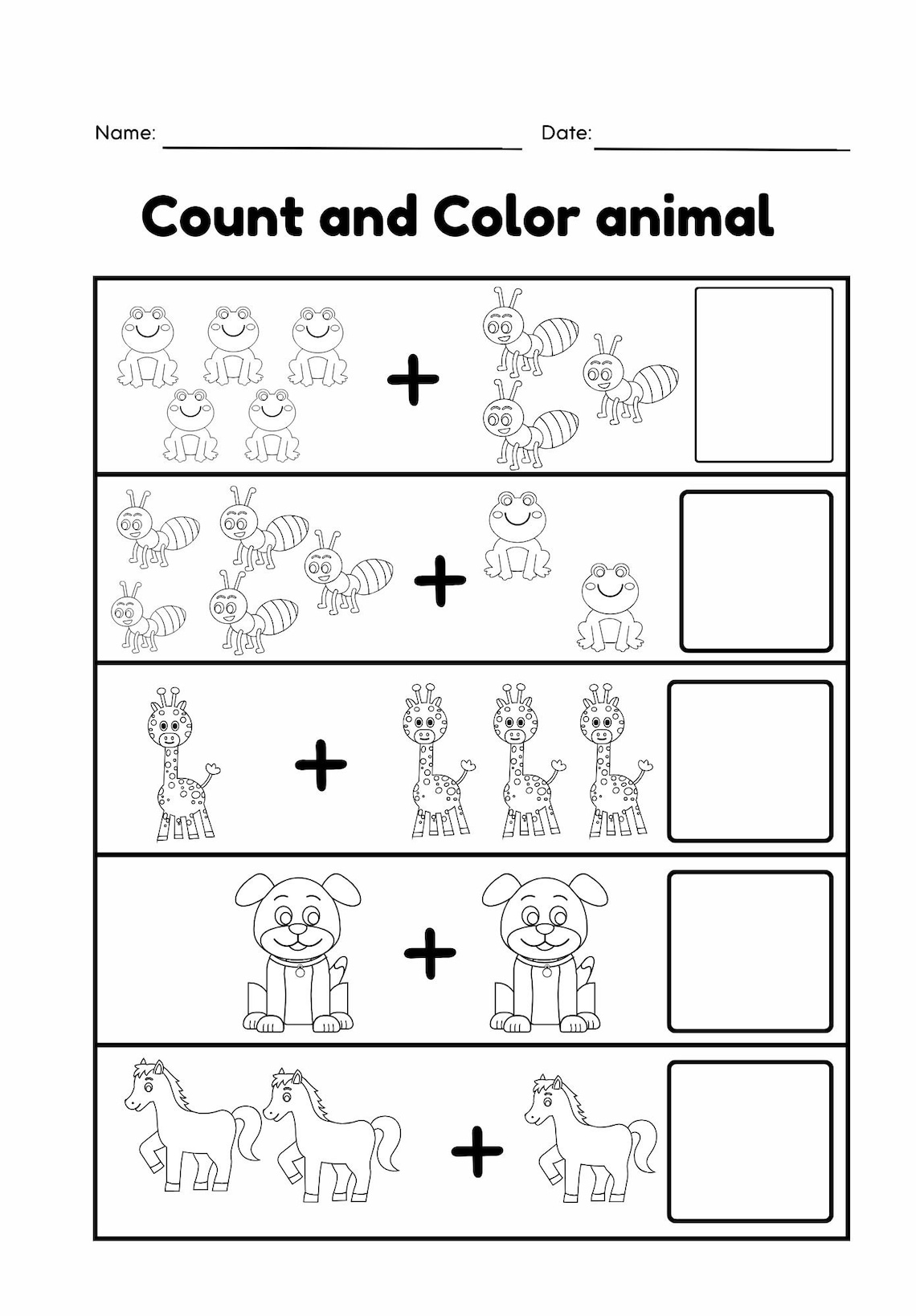 Math Worksheets Printable Single Digit Cute Animals Addition,animal ...