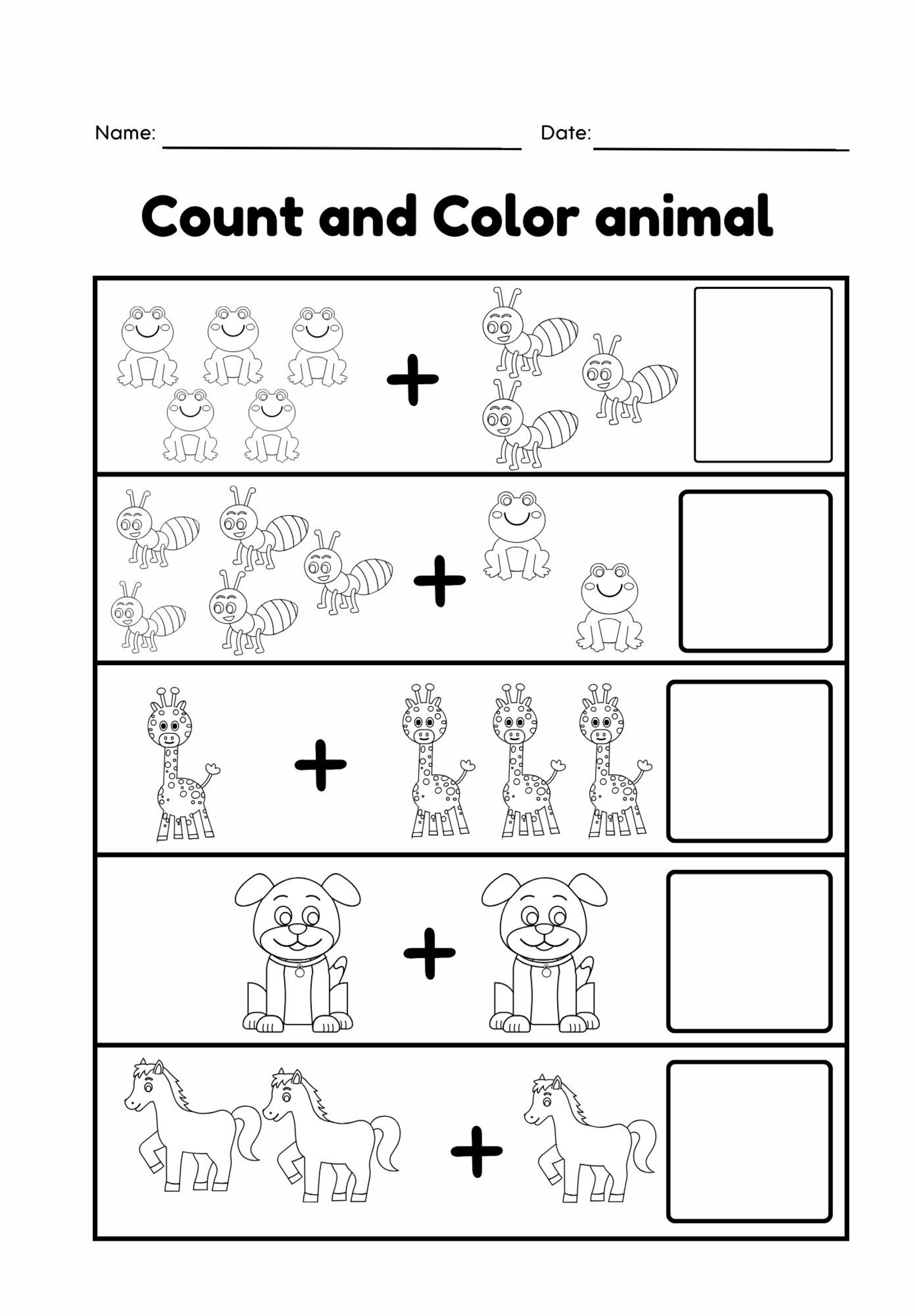 Animal Addition Worksheets: Single Digit Math, Homeschool Printable ...