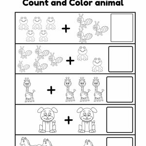 Animal Addition Worksheets: Single Digit Math, Homeschool Printable ...