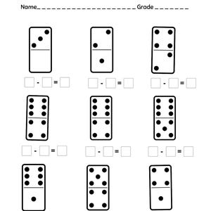 Math Worksheets: Finger & Domino Addition for Kindergarten (printable ...