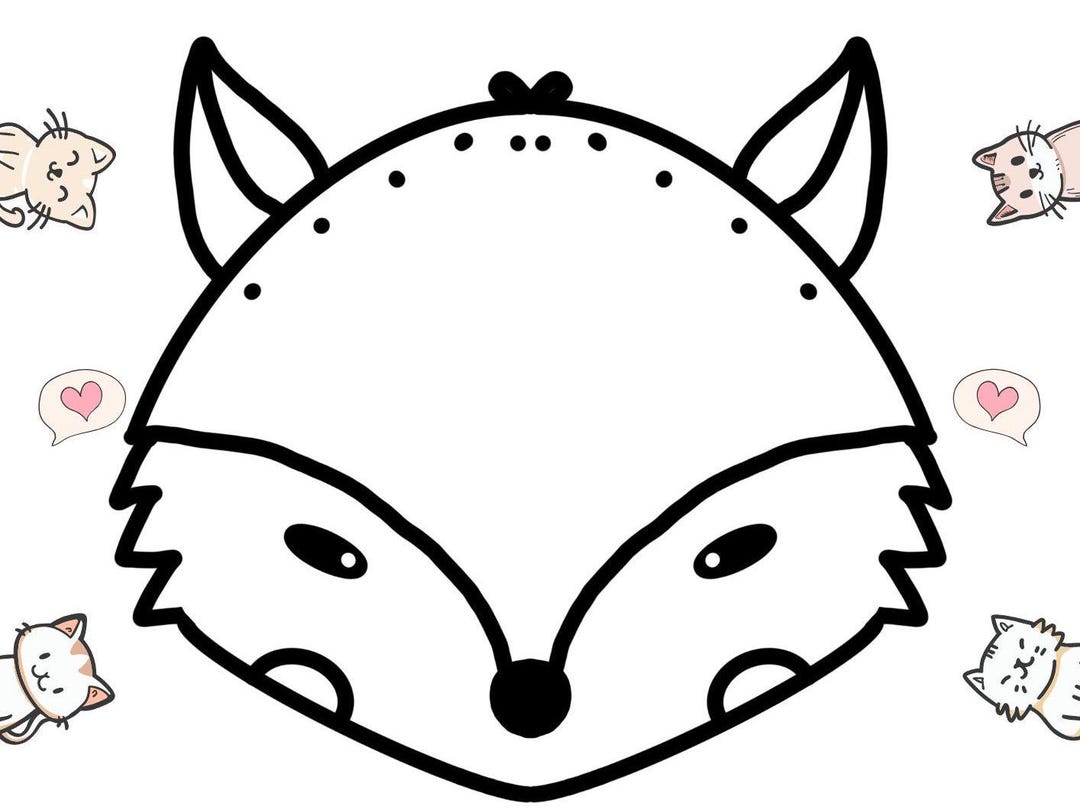 Animal Faces Coloring Pages: Line Art Digital Stamps (PDF) - Etsy