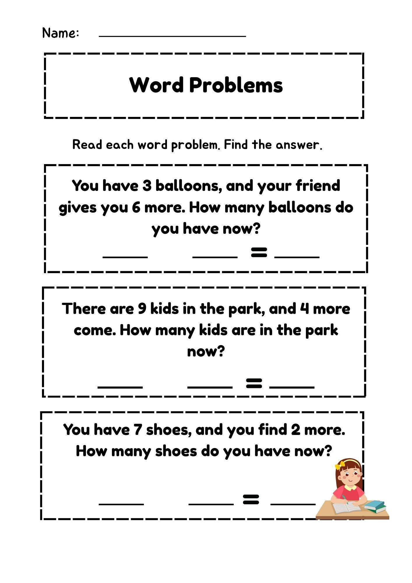 1st Grade Word Problems, Math Word Equations 2nd Grade,math Worksheet ...