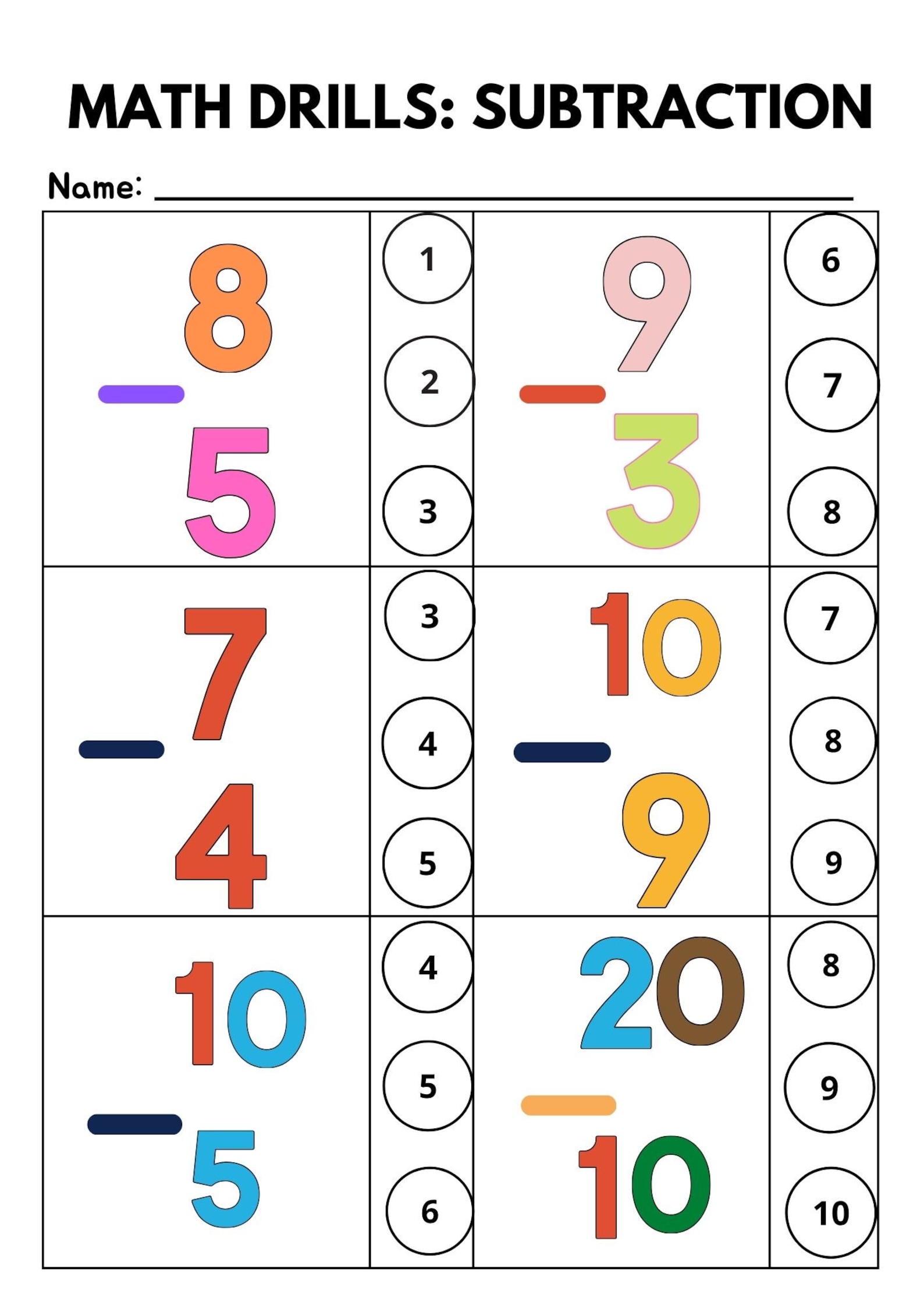 Math Worksheets Addition and Subtraction Worksheets - Etsy