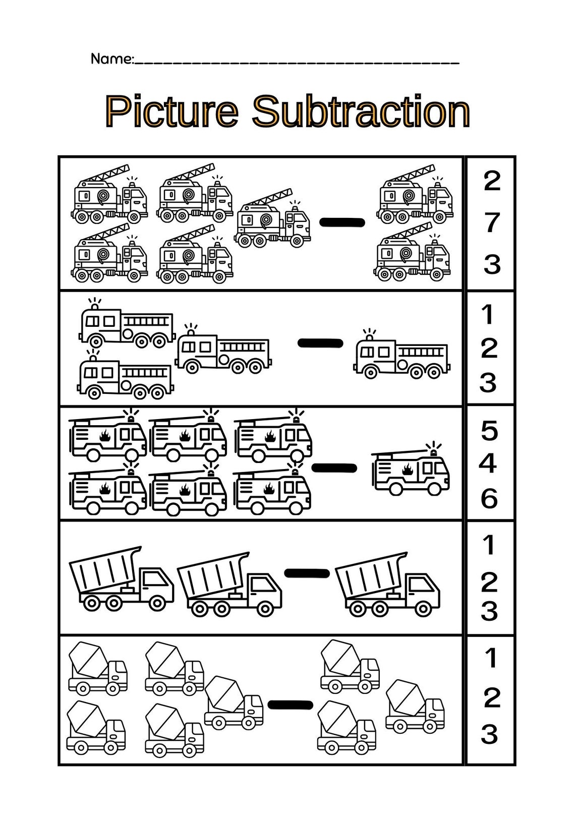20 Picture Addition & Subtraction Worksheets: Preschool Homeschool ...