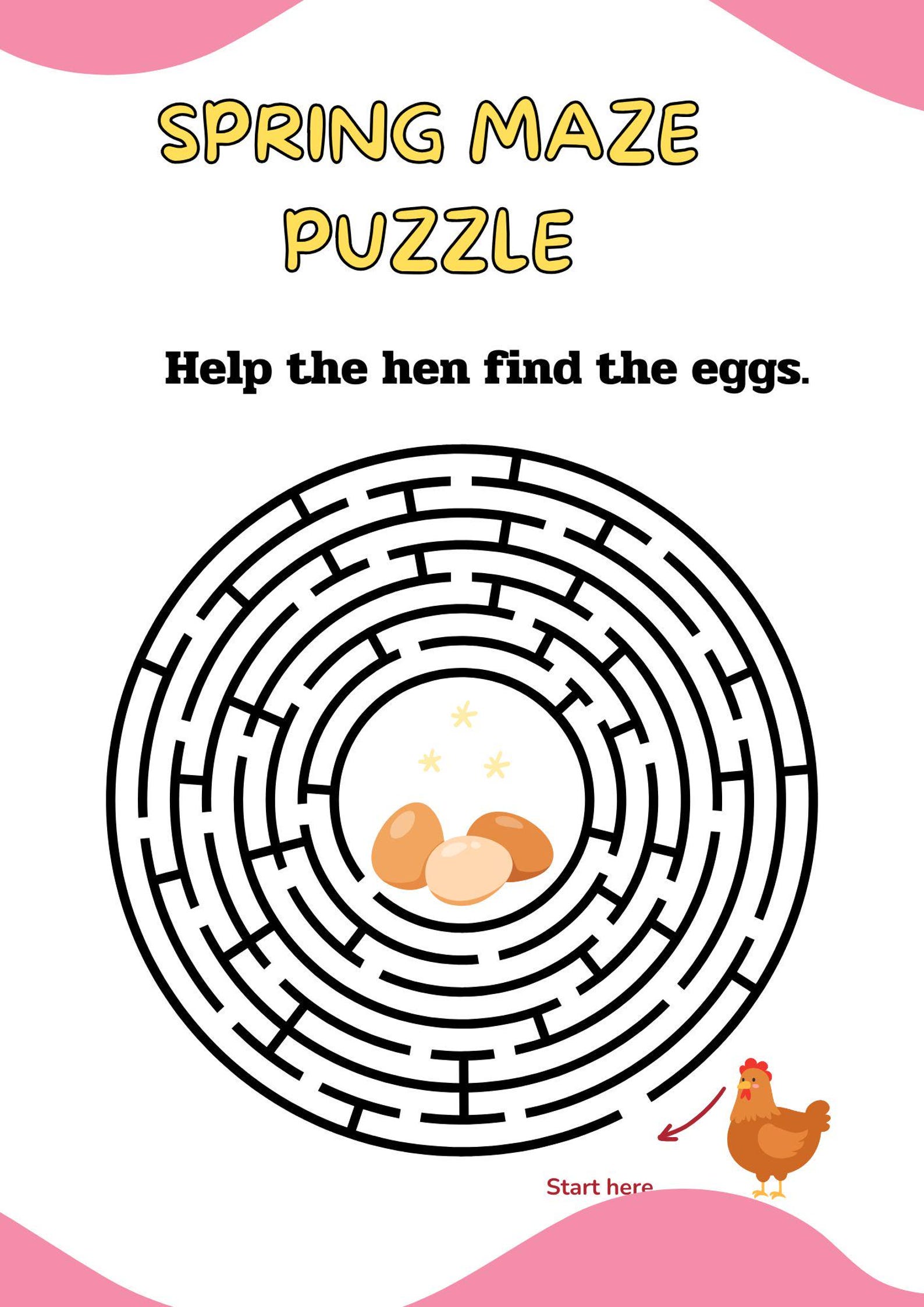 17 Printable Spring Maze PUZZLE Worksheets for Kindergarten ...