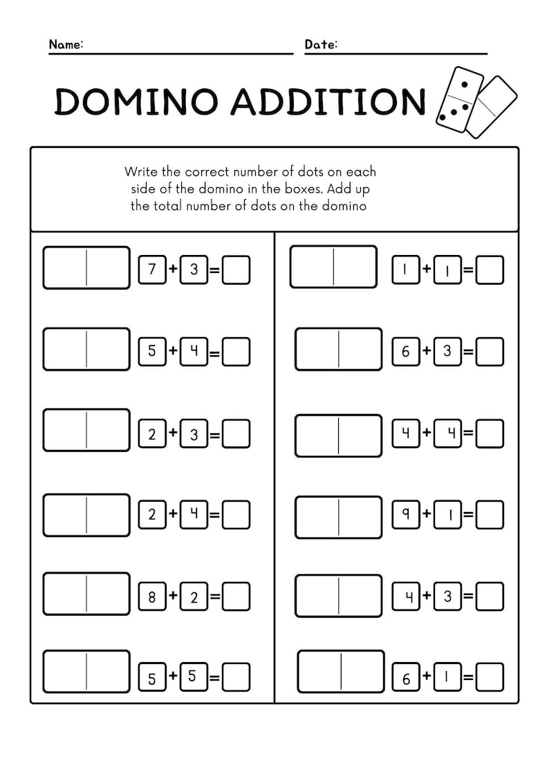 20 Printable Domino Addition Worksheets | 1st Grade & Kindergarten Math ...
