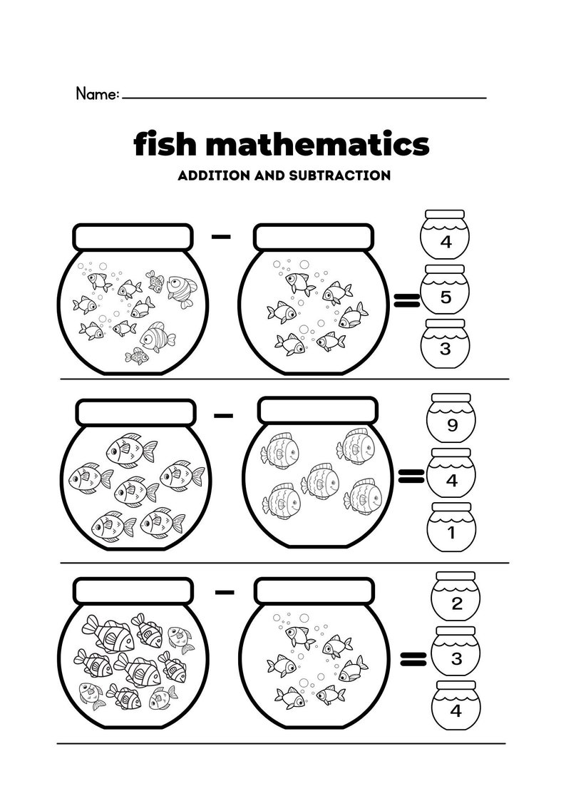 Picture Addition and Subtraction Worksheets: Preschool Homeschool (20 ...