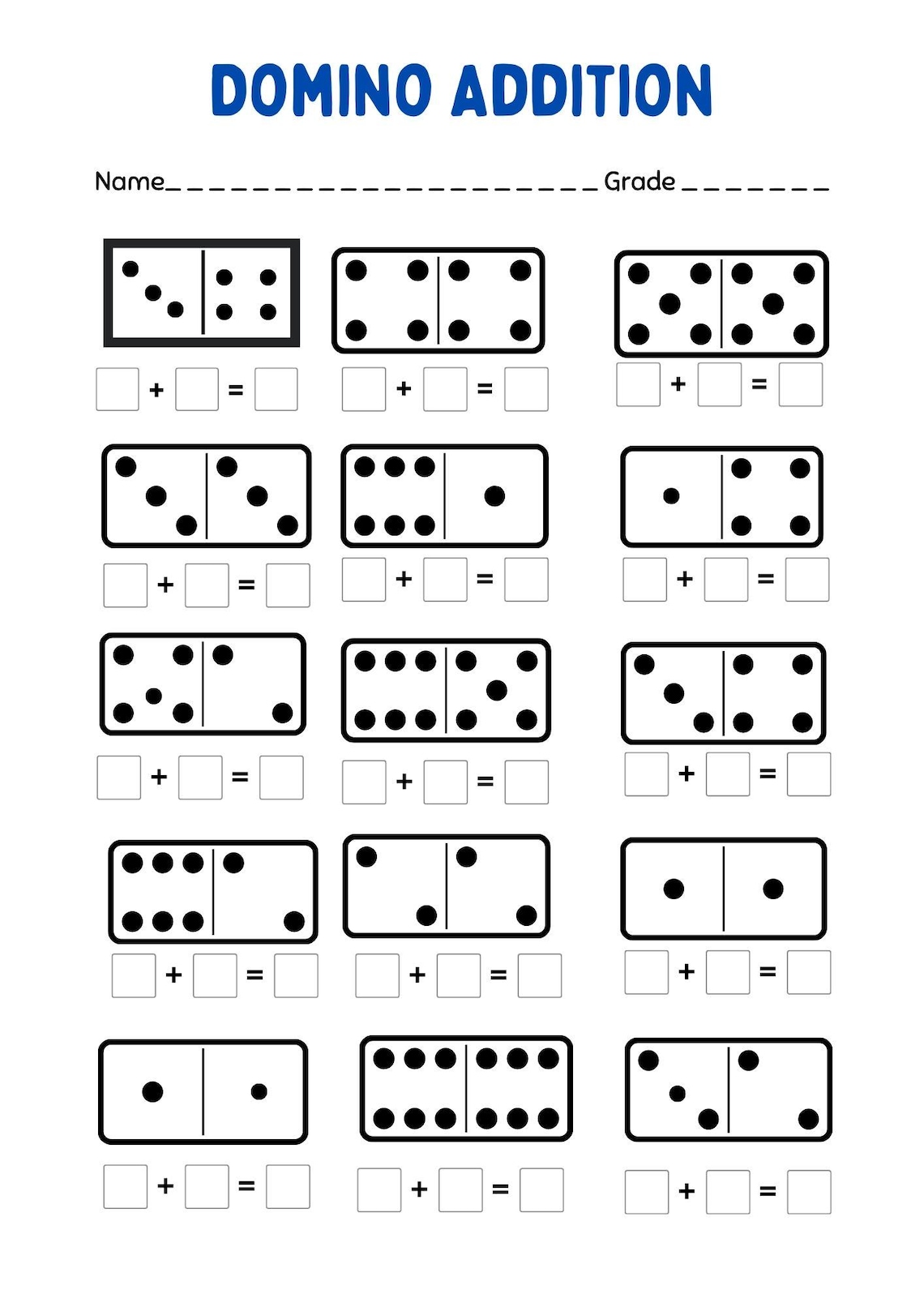 20 Printable Domino Addition Worksheets | 1st Grade & Kindergarten Math ...