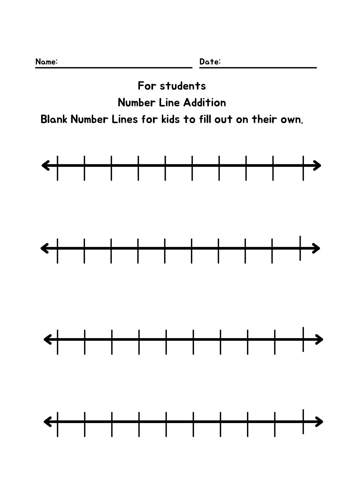 Number Line Addition & Subtraction Worksheets: Math 1-10 (printable) - Etsy