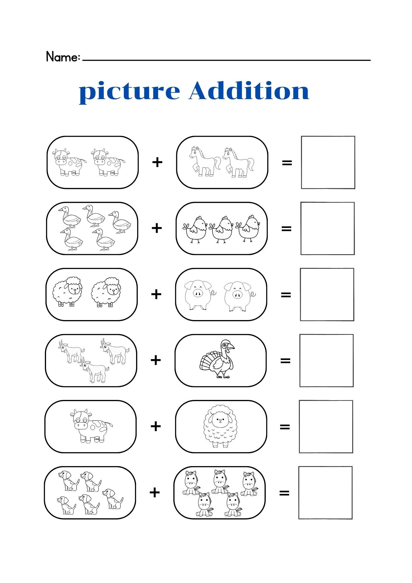 20 Printable Kindergarten Addition Worksheets, Picture Addition and ...