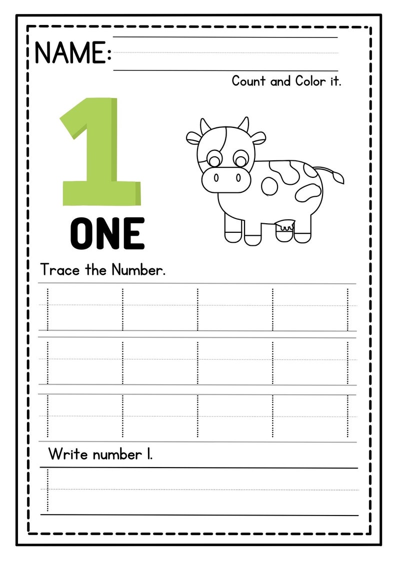Number Tracing,color, Count, & Trace Number Pages, Numbers 1-10 ...