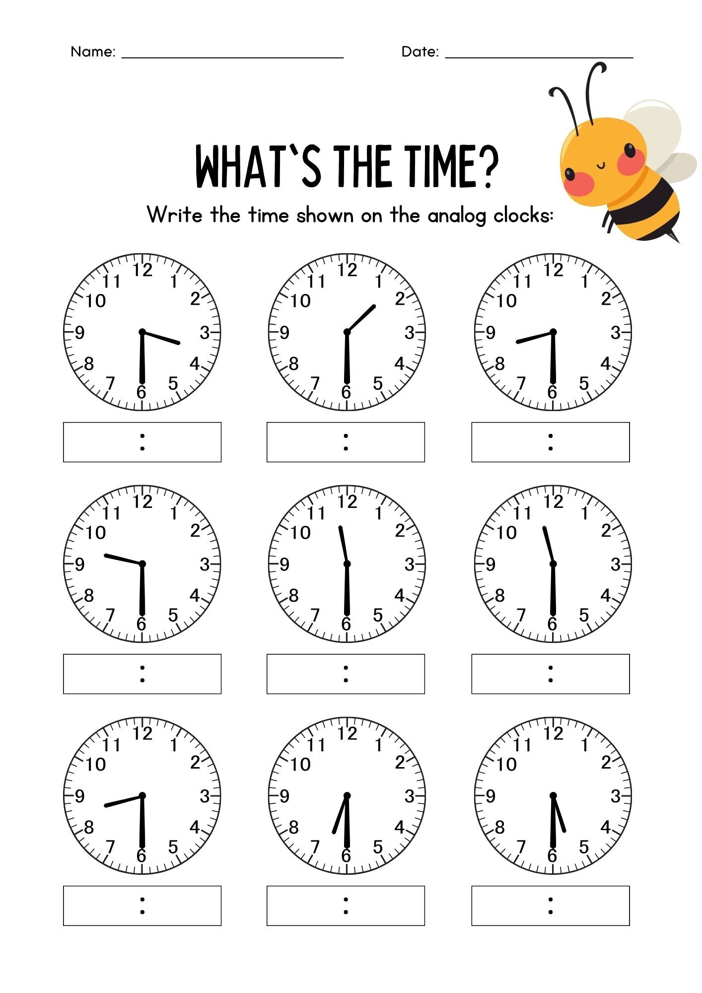 20 Printable 1st Grade Worksheet what Time is It Learn Time Analog ...