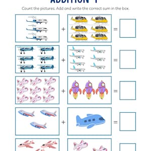 Kindergarten Math Worksheets: Picture Addition & Subtraction (printable ...