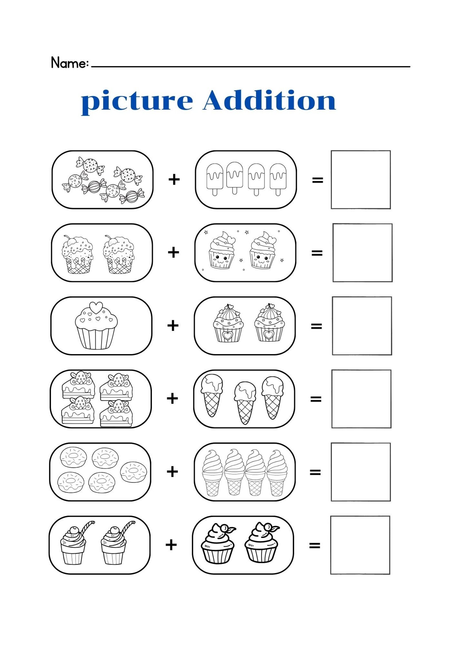 20 Printable Kindergarten Addition Worksheets, Picture Addition and ...