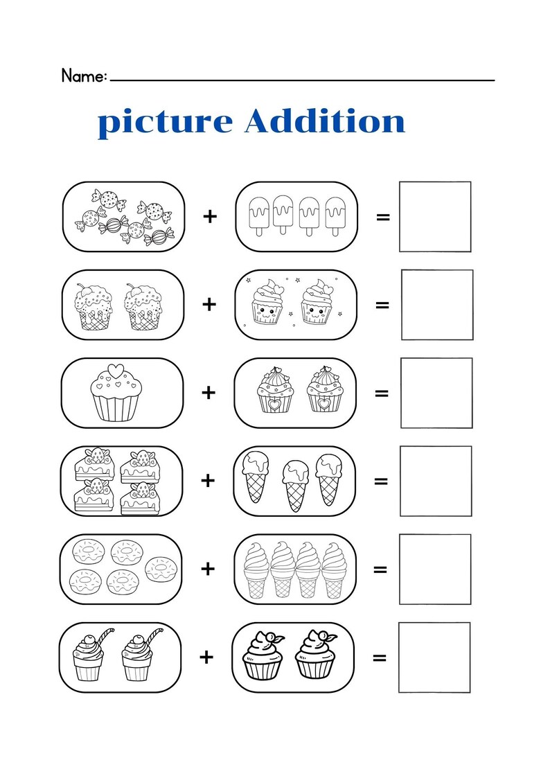 20 Printable Kindergarten Addition Worksheets, Picture Addition and ...