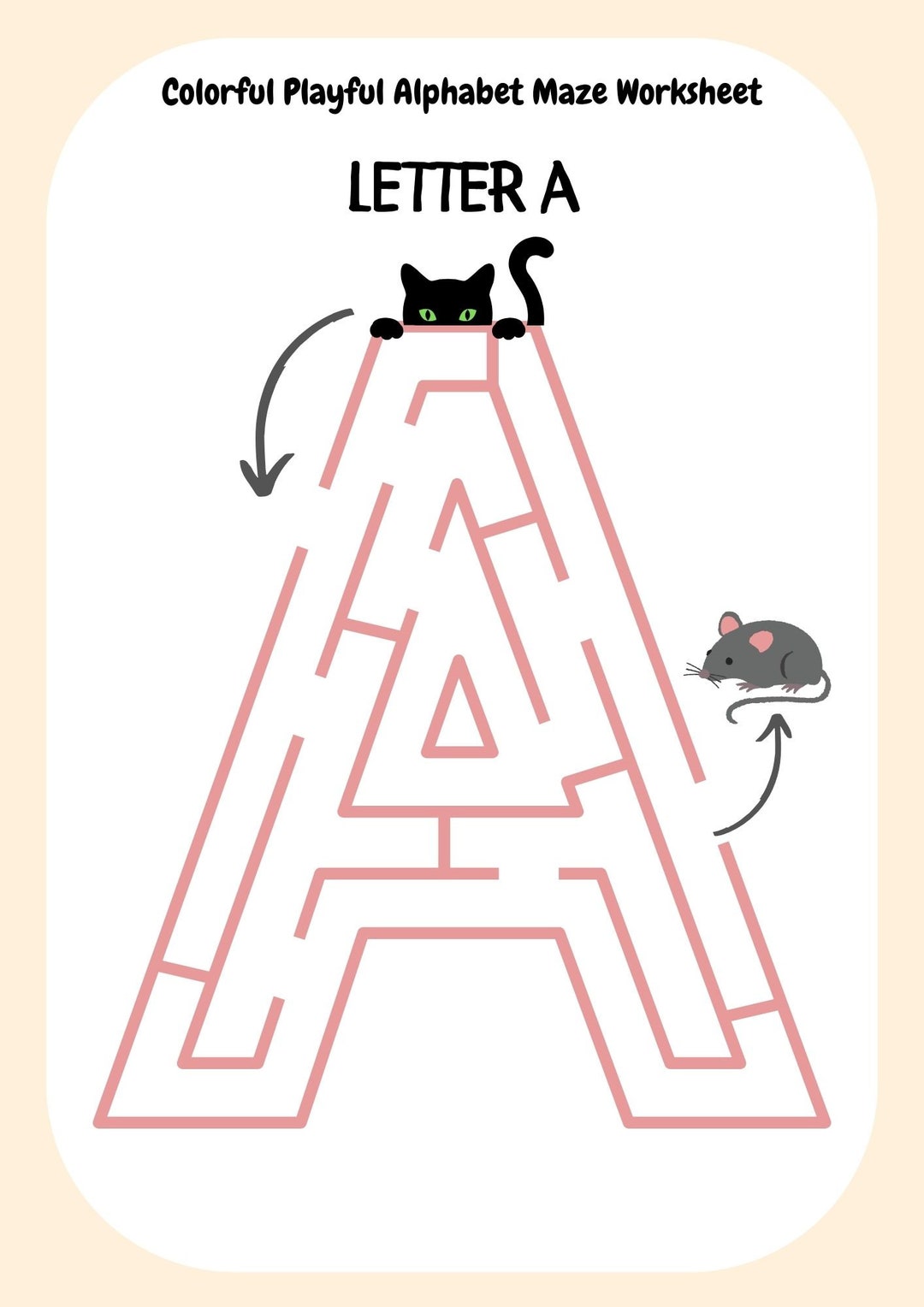 56 Printable Maze Puzzle A-Z Worksheets for Kindergarten Homeschooling ...