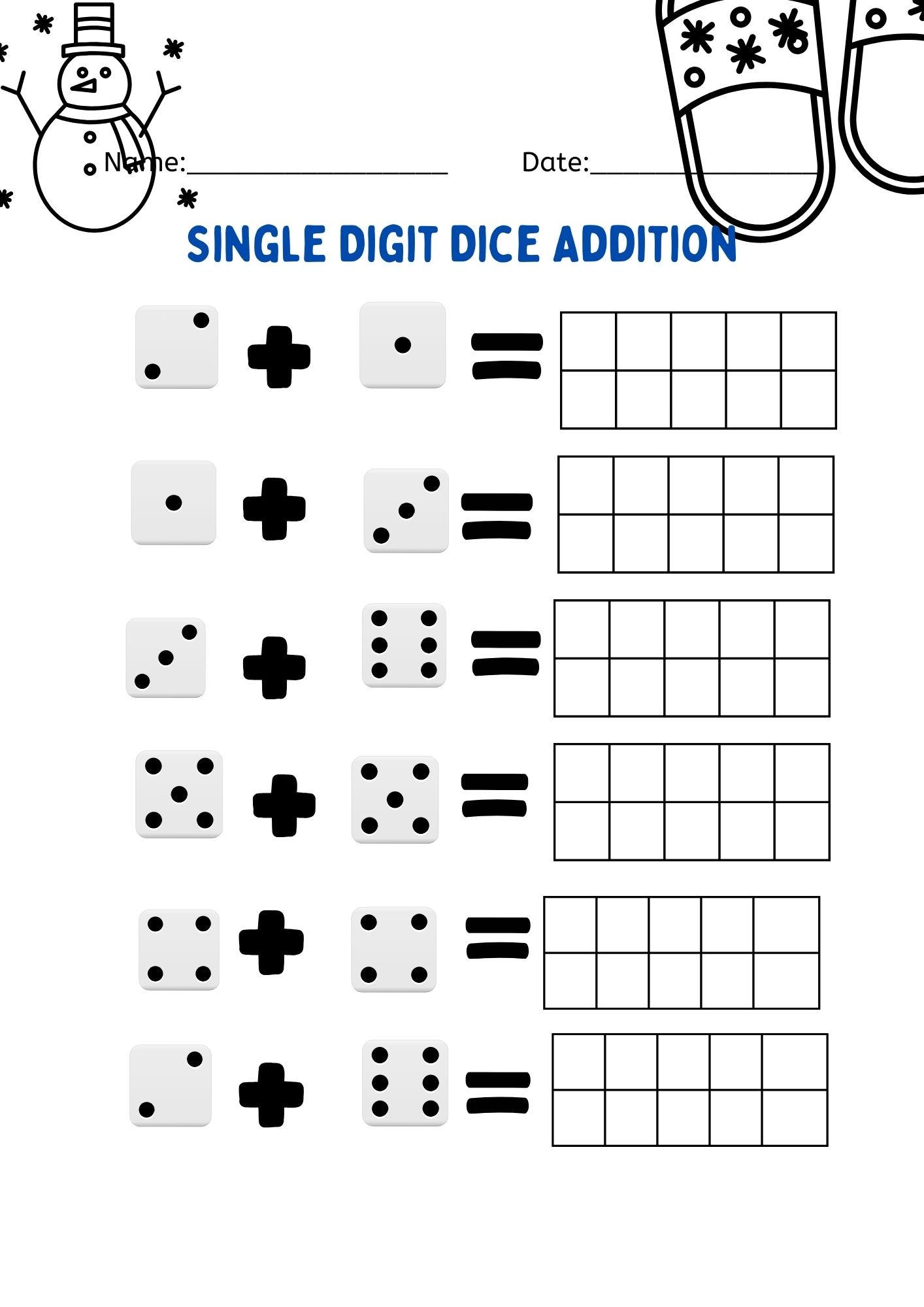 Kindergarten Addition and Subtraction Worksheets: Winter Math (PDF) - Etsy