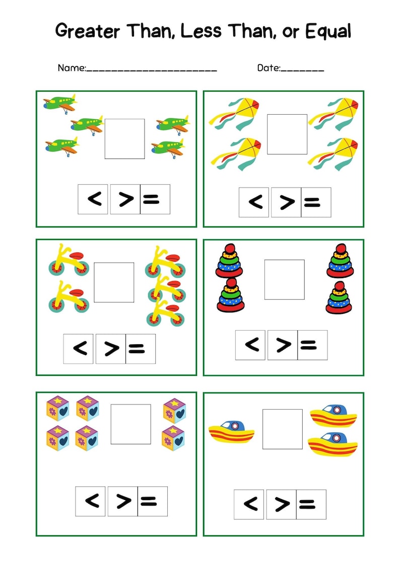 20 Printable Greater Than Less Than Equal to Worksheets. Preschool-3rd ...