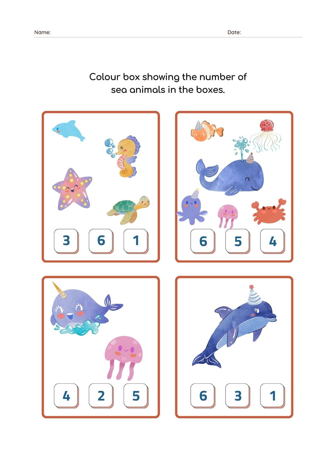 Count the Pictures. Add and Write the Correct Sum in the Box, Worksheet ...