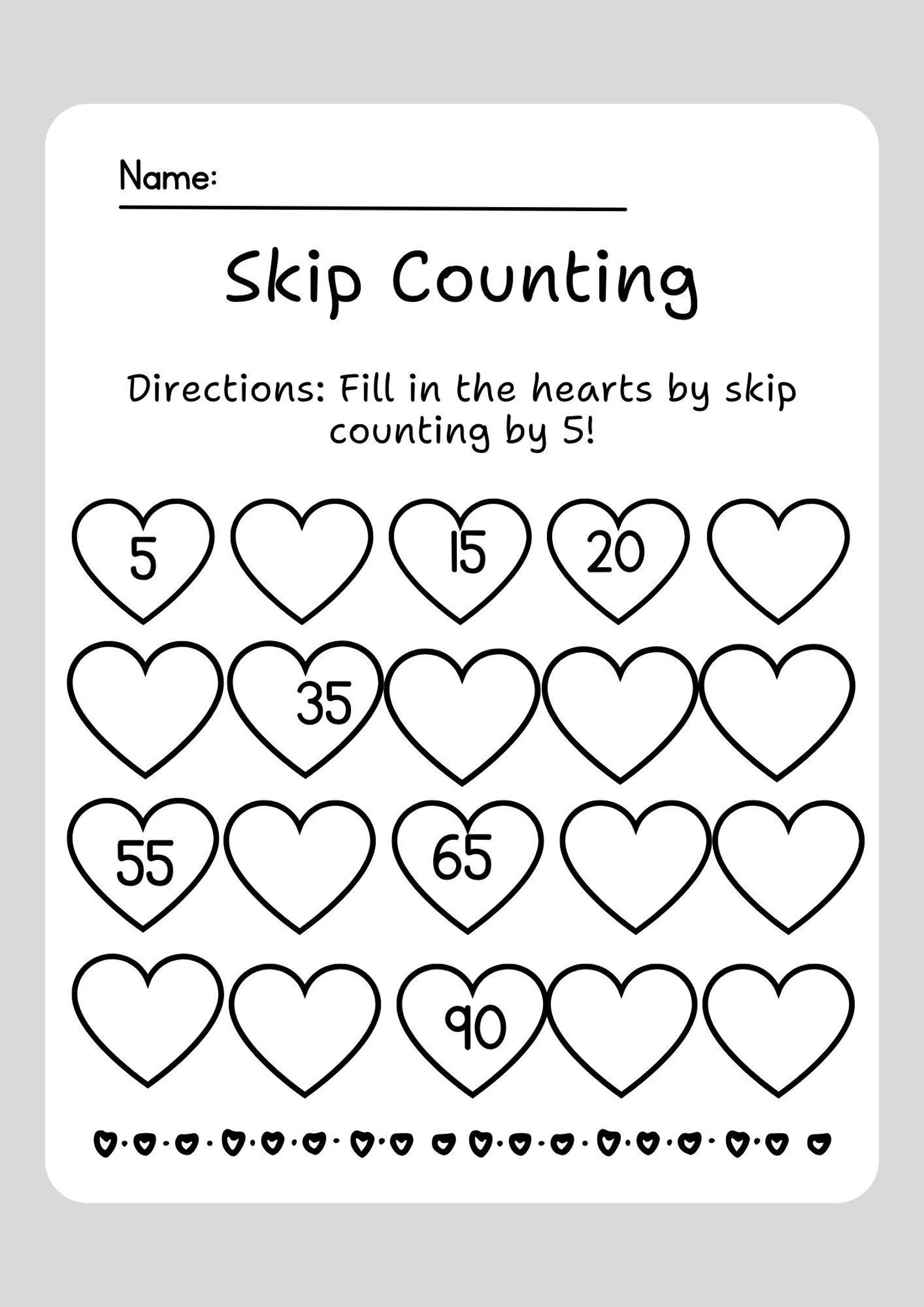 Skip Counting Worksheets, Kindergarten Missing Numbers, Count by 2, 5 ...