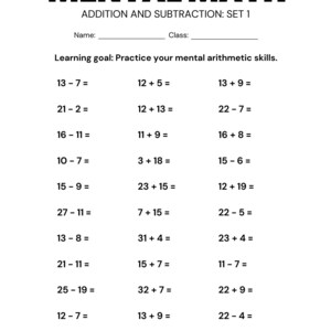 10 Math Worksheets - Printable - Instant Download - Addition ...