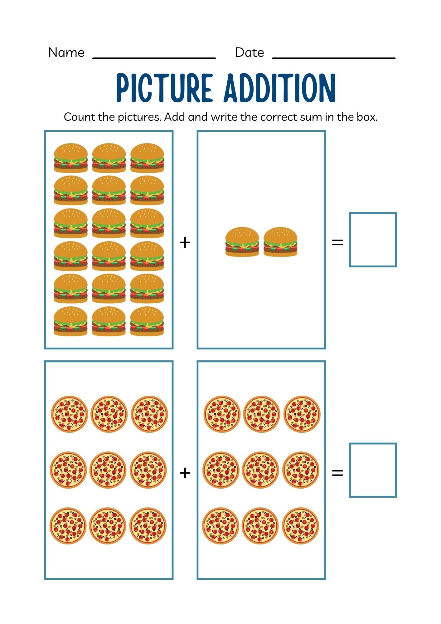 40 Printable Kindergarten Addition Worksheets, Picture Addition and ...