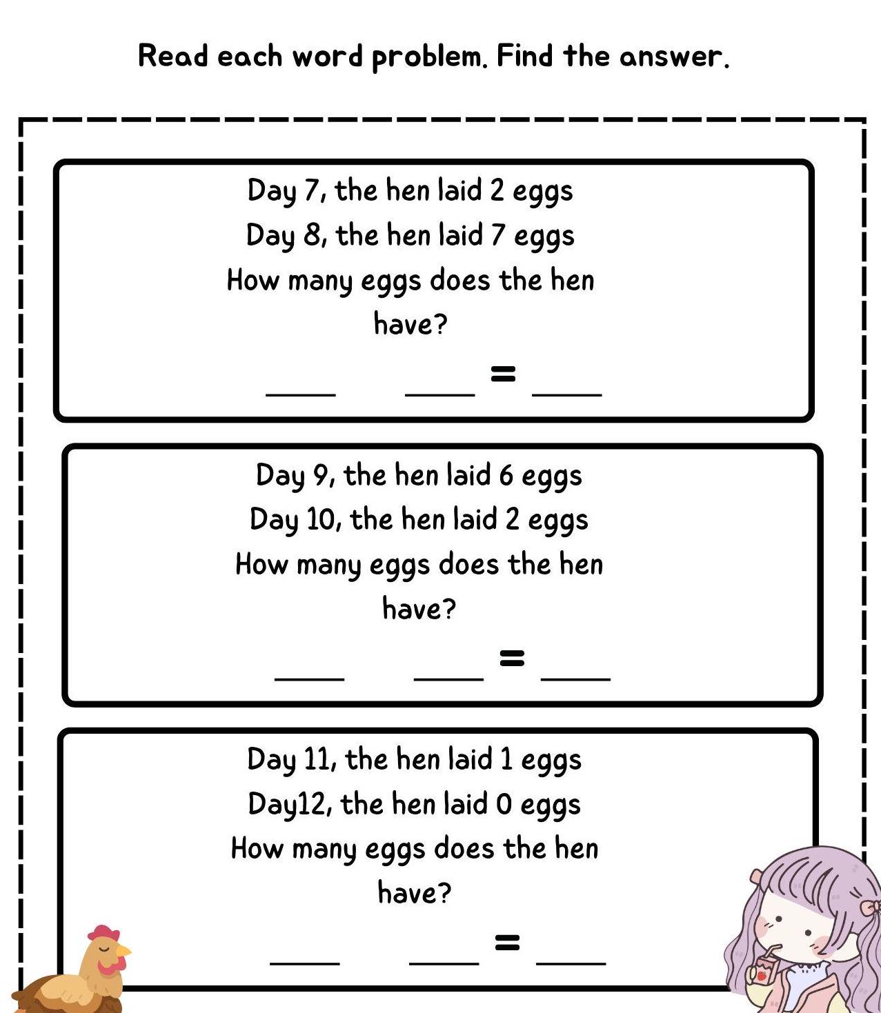 1st Grade Word Problems, Math Word Equations 2nd Grade,math Worksheet ...