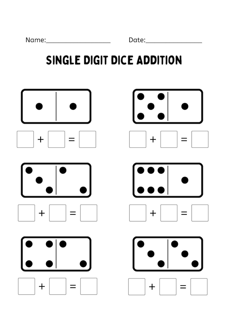 20 Printable Domino Addition Worksheets | 1st Grade & Kindergarten Math ...