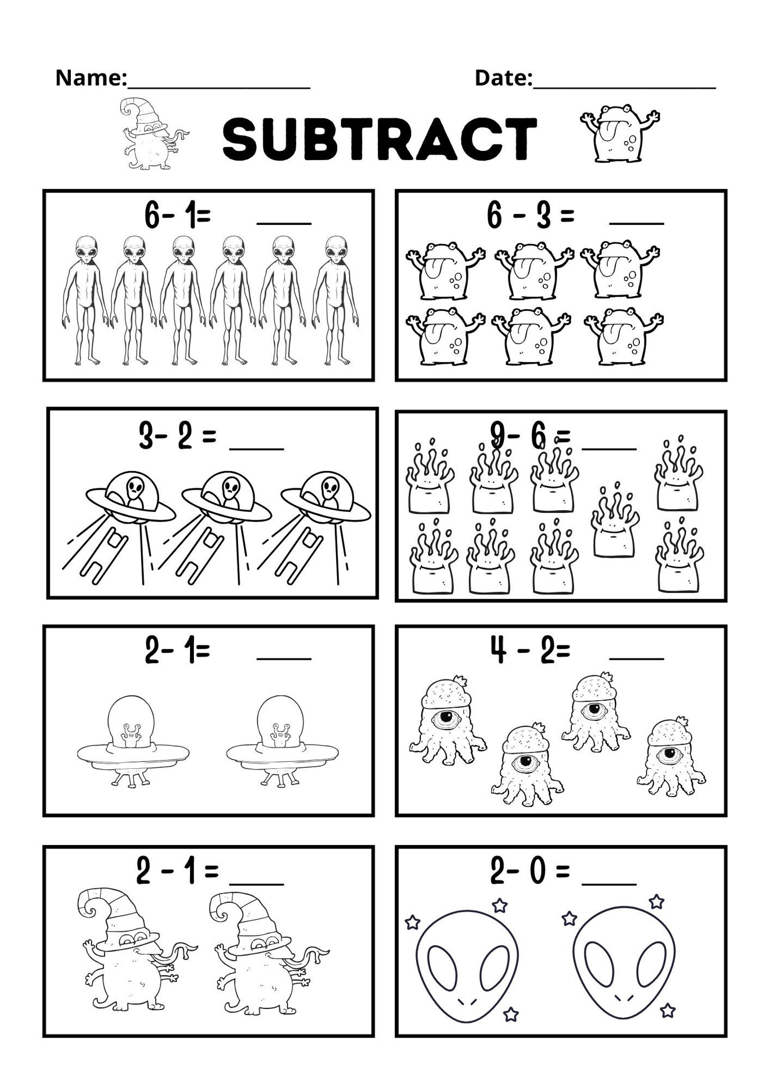 Picture Addition and Subtraction Worksheets: Kindergarten Homeschool ...
