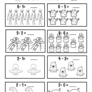 Picture Addition and Subtraction Worksheets: Kindergarten Homeschool ...