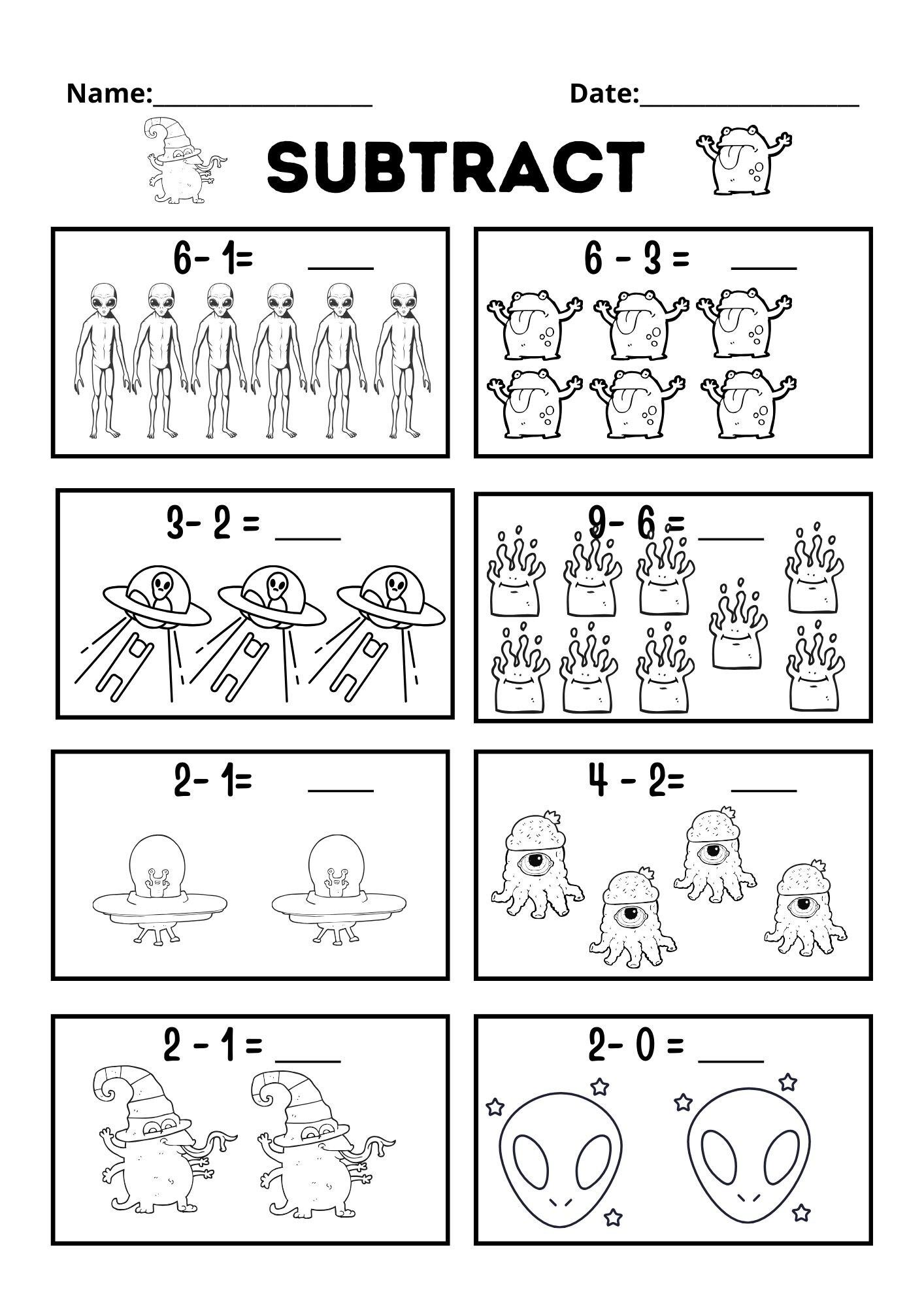 Picture Addition and Subtraction Worksheets: Kindergarten Homeschool ...