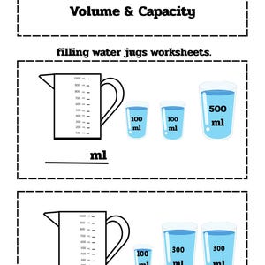 30 Measuring Capacity and Liquid Volume Activities and Worksheets - Etsy