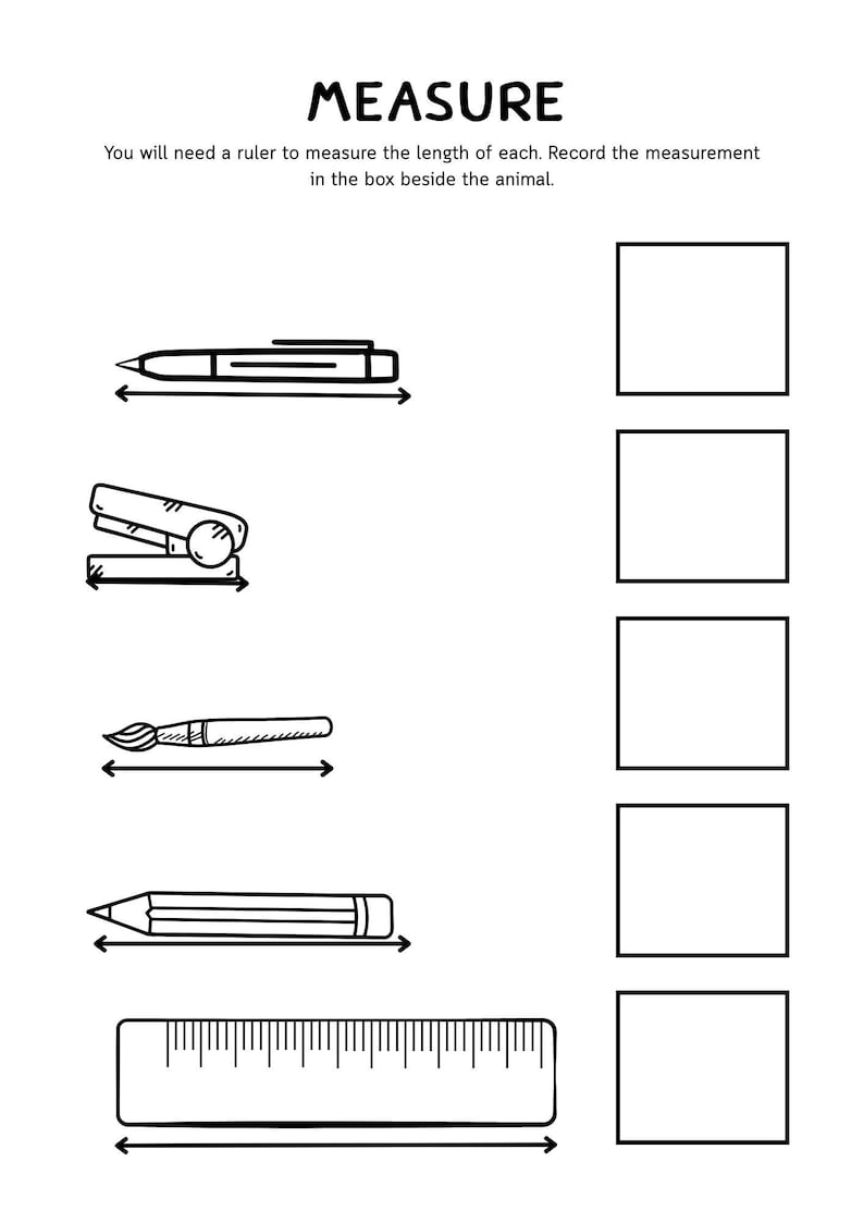 Measure Length With Tools Worksheets | 2nd Grade Ruler Measurement - Etsy