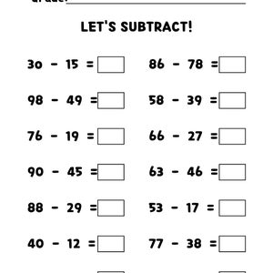 10 Math Worksheets: Addition & Subtraction Practice Printable - Etsy