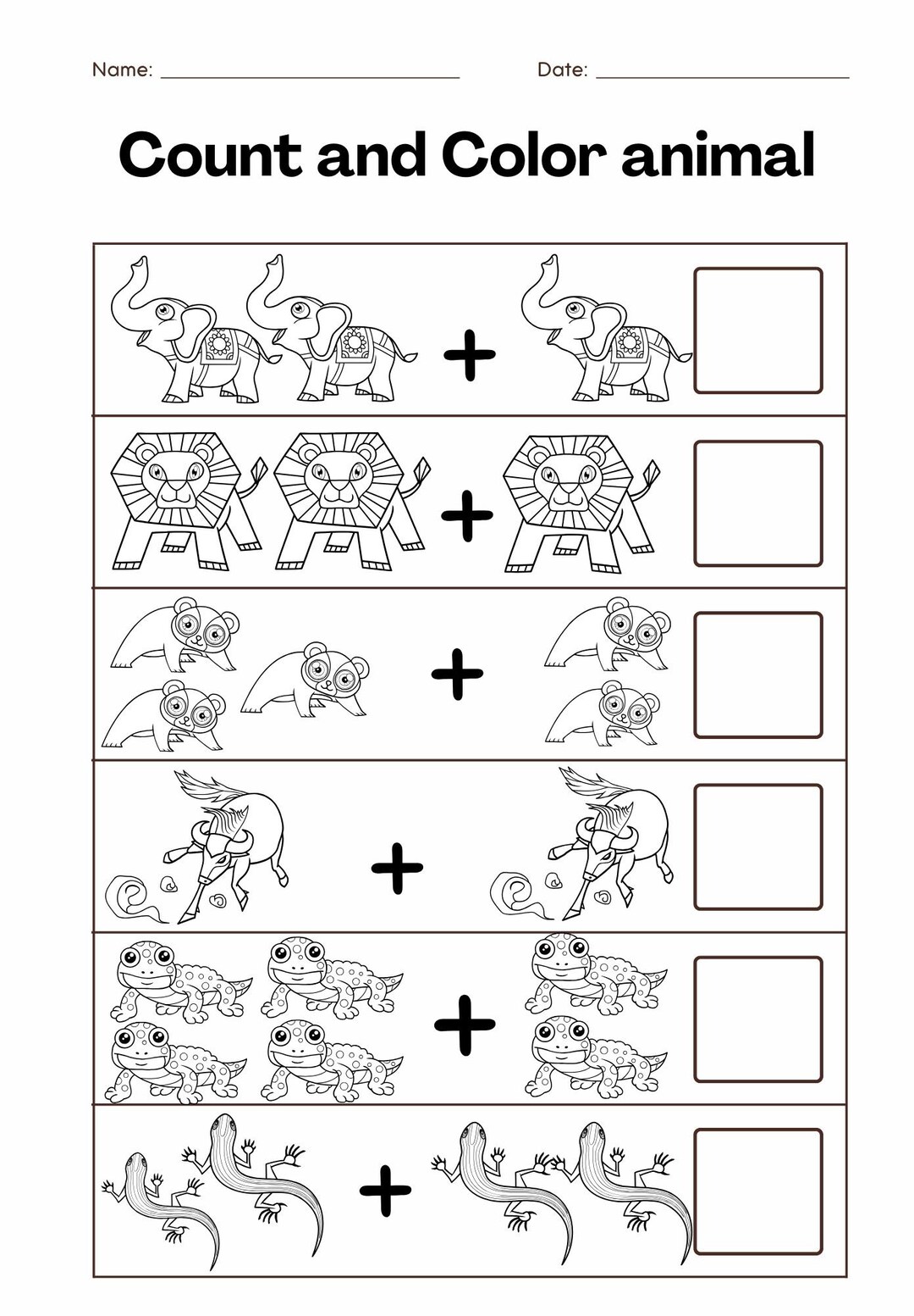 Animal Addition Worksheets: Single Digit Math, Homeschool Printable ...