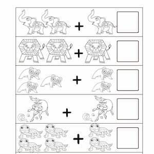 Animal Addition Worksheets: Single Digit Math, Homeschool Printable ...