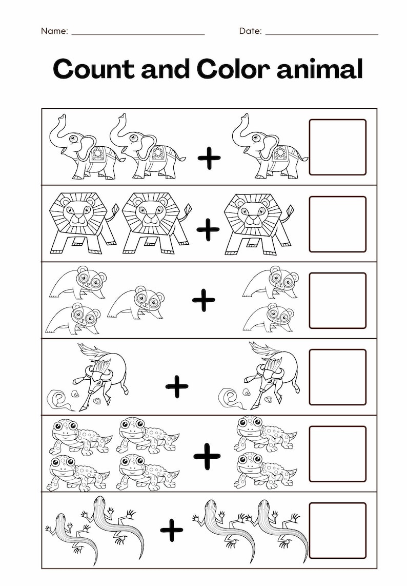 Animal Addition Worksheets: Single Digit Math, Homeschool Printable ...