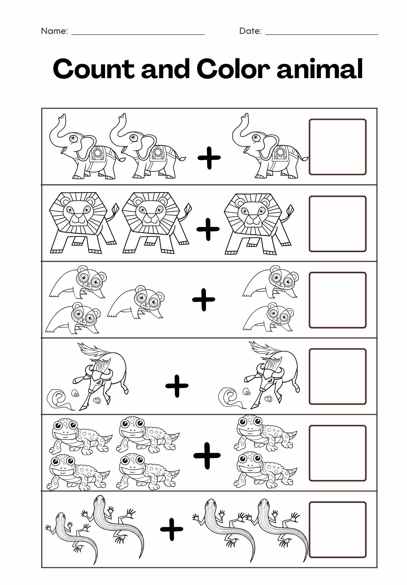 Math Worksheets Printable Single Digit Cute Animals Addition,animal ...