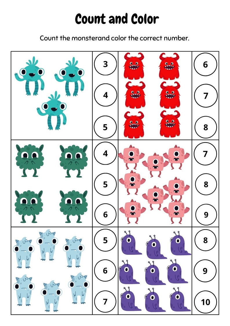 Counting Objects 1-20 Worksheet: Homeschool Math (PDF) - Etsy