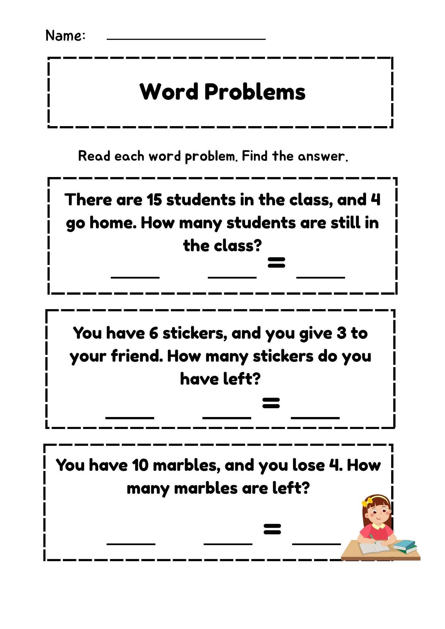1st Grade Word Problems, Math Word Equations 2nd Grade,math Worksheet ...