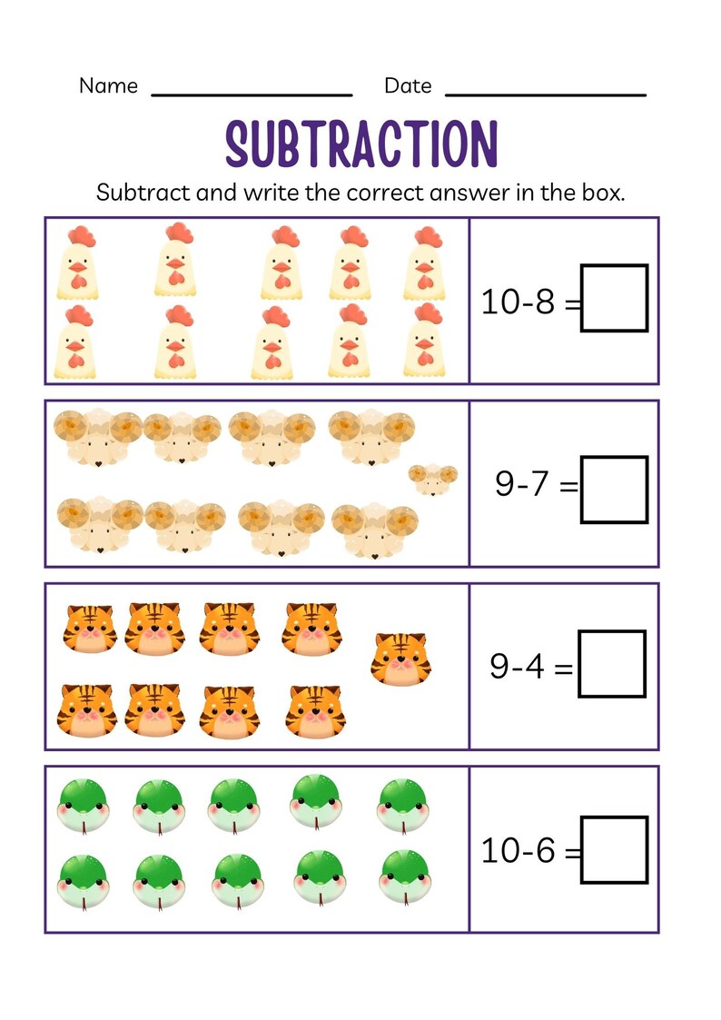 Preschool Math Worksheet: Learning Addition & Counting (PDF) - Etsy