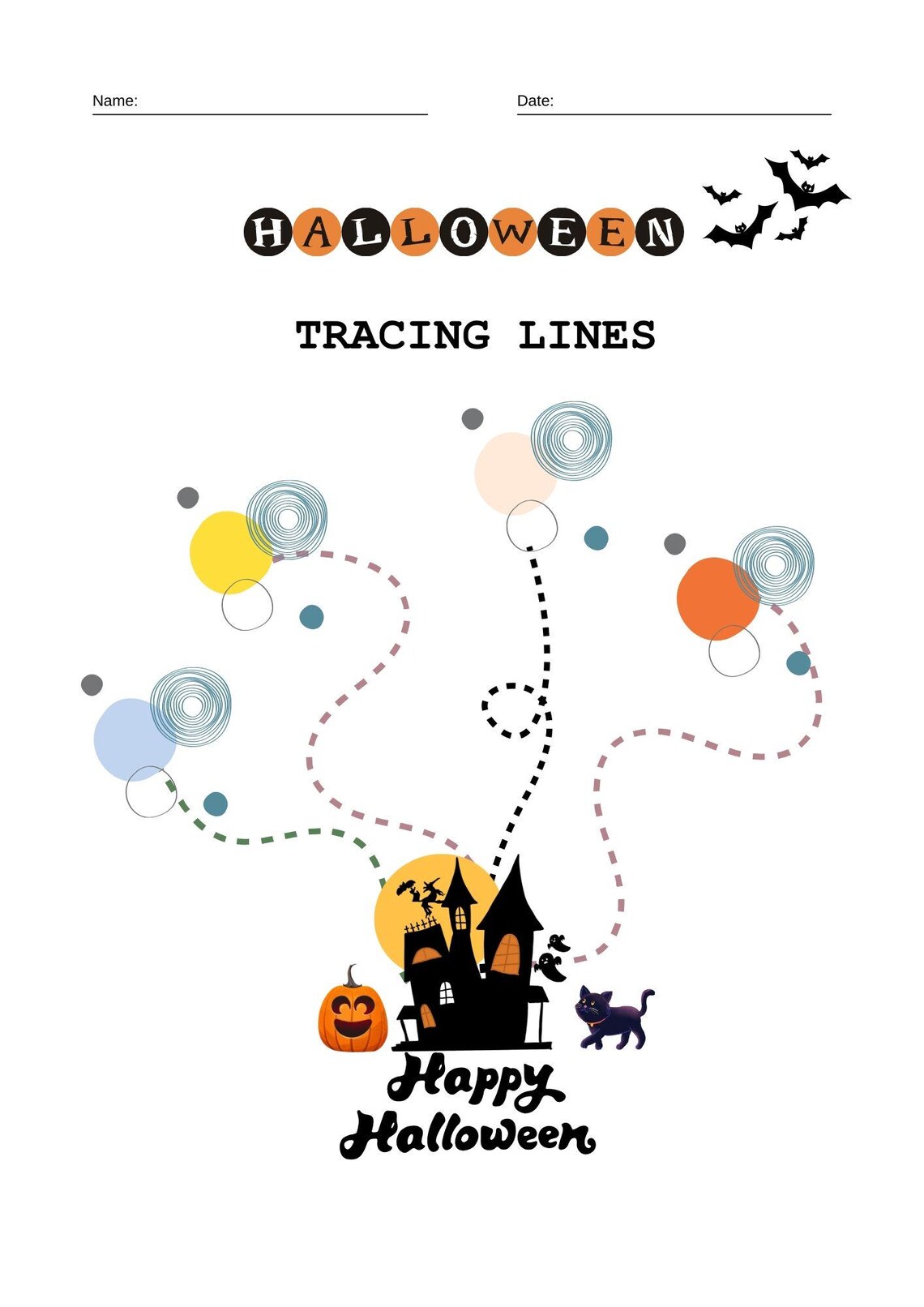 Halloween Tracing Lines Worksheet Bundle: Homeschool Kindergarten ...